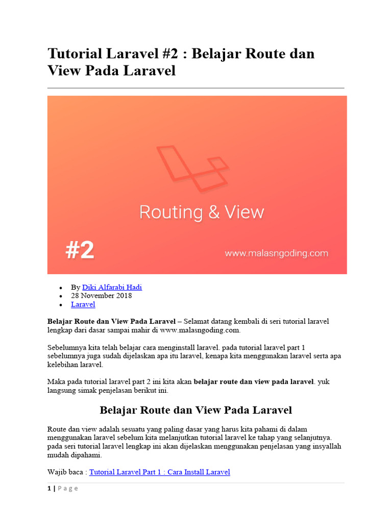 2 - Belajar Route Dan View Pada Laravel | PDF