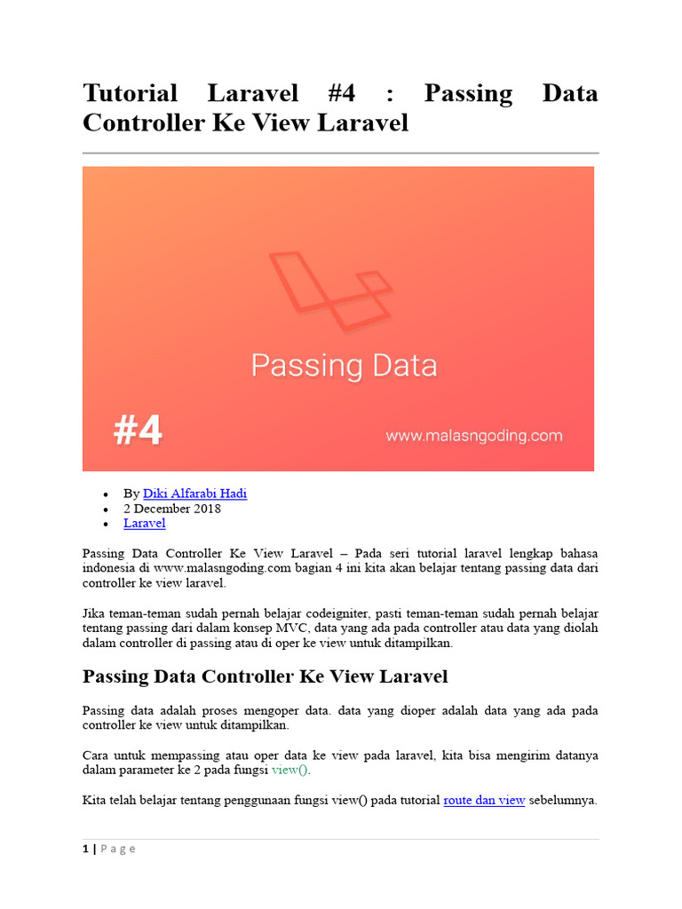 4 - Passing Data Controller Ke View Laravel | PDF 4 - Passing Data Controller Ke View Laravel | PDF