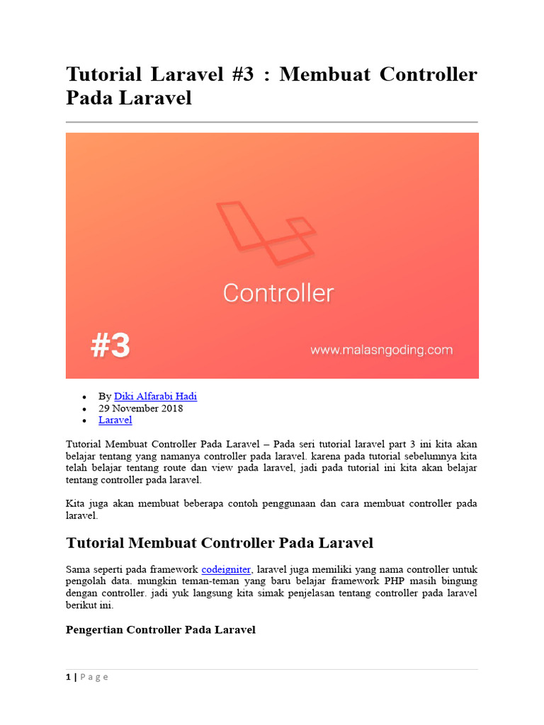 3 - Membuat Controller Pada Laravel | PDF
