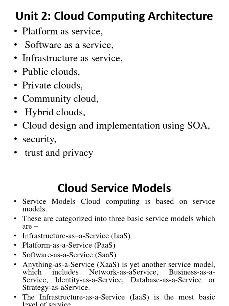 Cloud Computing Unit2 | PDF | Cloud Computing | Software As A Service