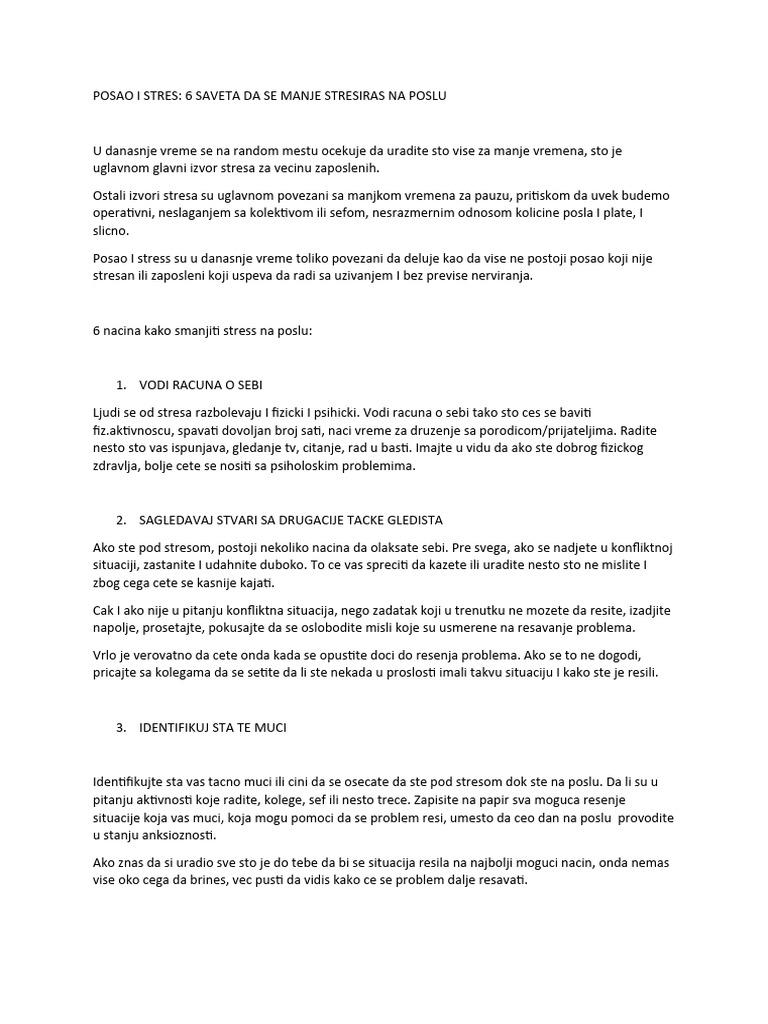 Posao I Stres | PDF