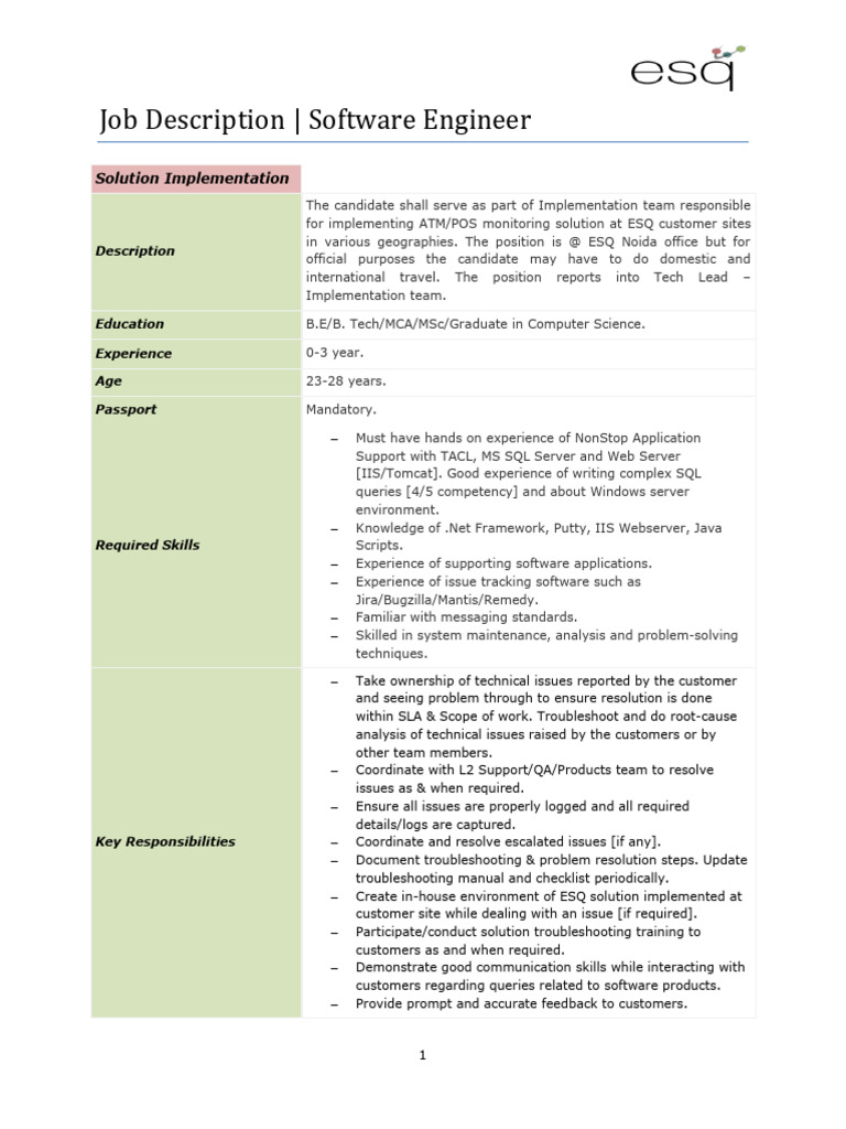 Software Engineer - ATM/POS Implementation | PDF | Point Of Sale | Troubleshooting