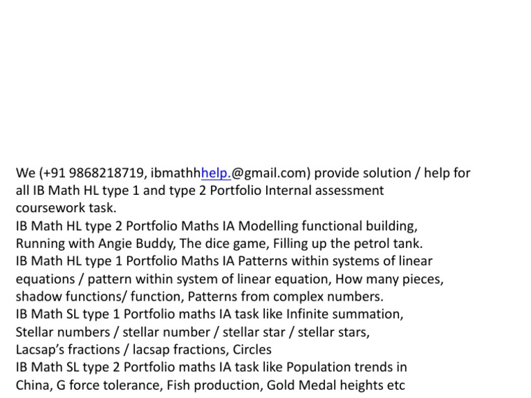 IB Math HL & SL IA Solutions | PDF