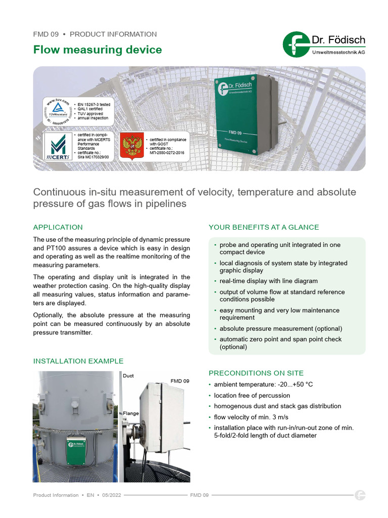FMD 09 Gas Flow Measurement Device | PDF | Pressure Measurement | Humidity