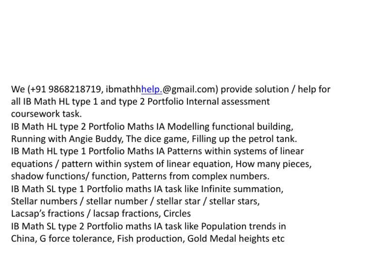 IB Math IA Solutions & Assistance | PDF