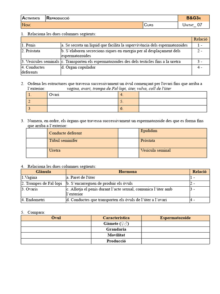 Actv - T07 - Reproducció (3) Uydf | PDF
