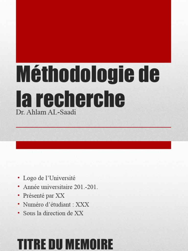 Méthodologie de La Recherche: Dr. Ahlam AL-Saadi | PDF