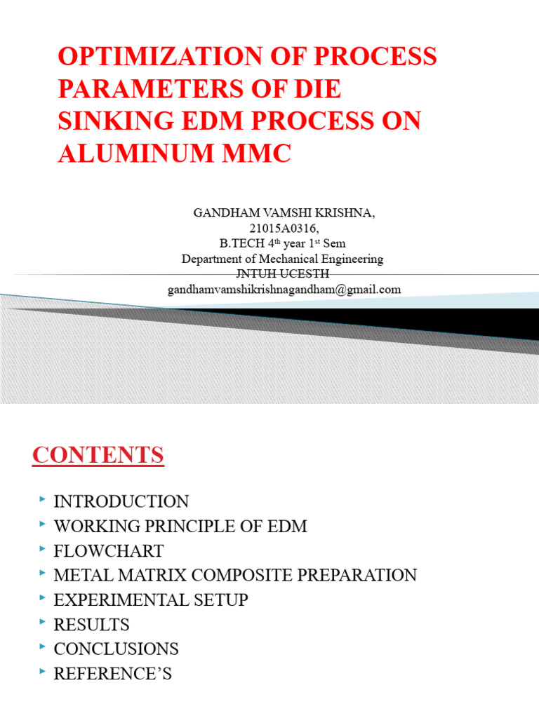 Optimization of Process Parameters of Die Sinking Edm Final | PDF | Applied And ...