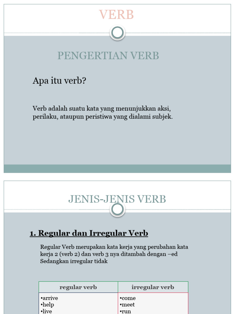 Pengertian Verb | PDF | Verb | Grammar