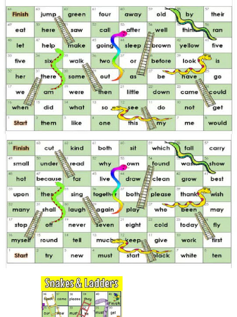 Snakes N Ladder Words | PDF