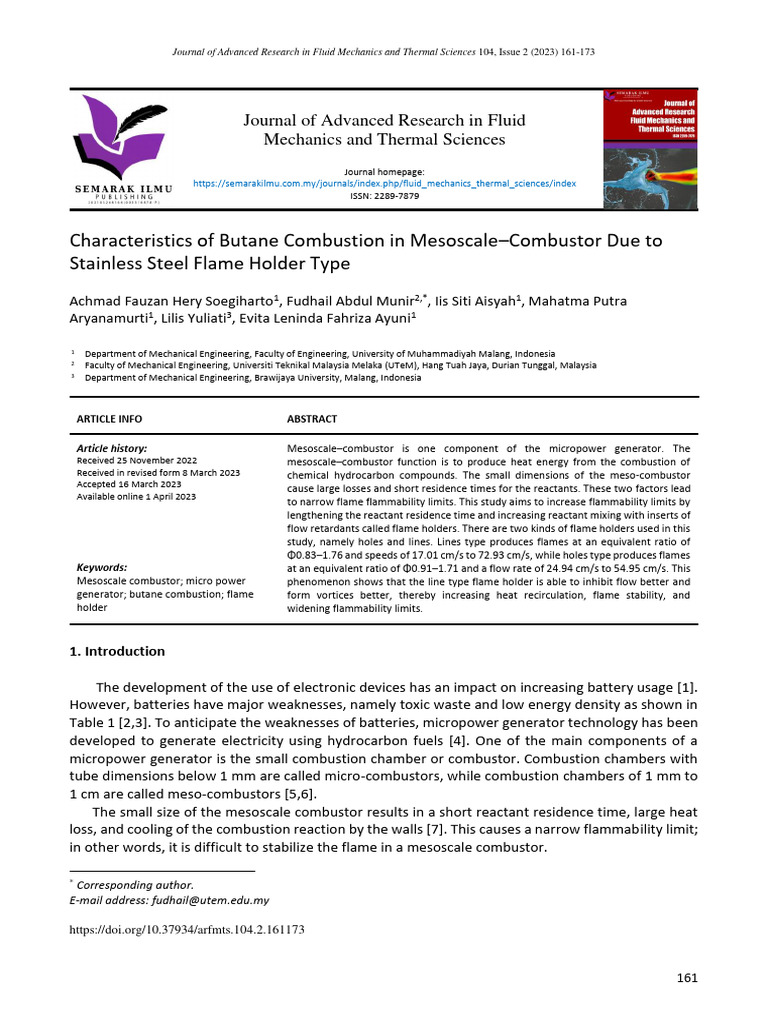 Characteristics of Butane Combustion in Mesoscale-Combustor Due To ...