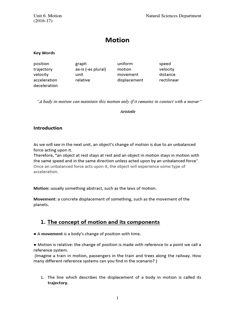 Understanding Motion: Key Concepts & Equations | PDF | Acceleration ...