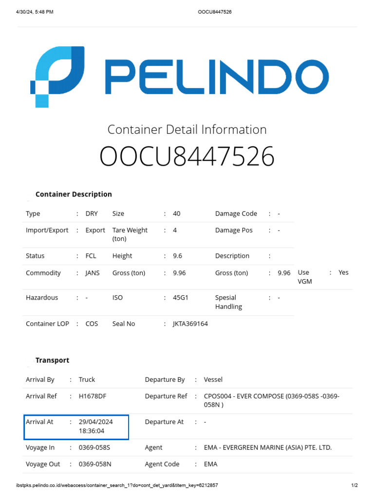 Container Load Plan As Mate Receipt - China Po# 4001377580 - NGC Id ...