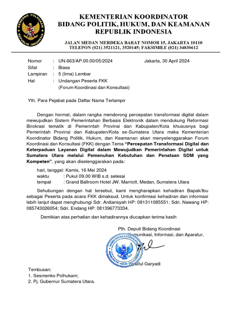 Undangan FKK Luring 16 Mei 2024-1 | PDF | Politik