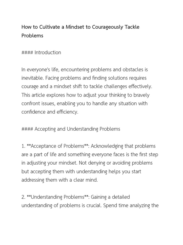 How To Cultivate A Mindset To Courageously Tackle Problems | PDF ...