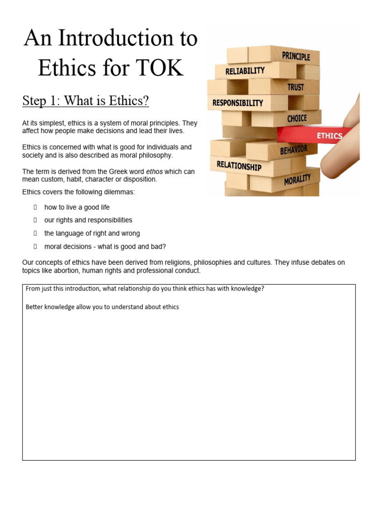 An Introduction to Ethics for TOK | PDF | Morality | Knowledge