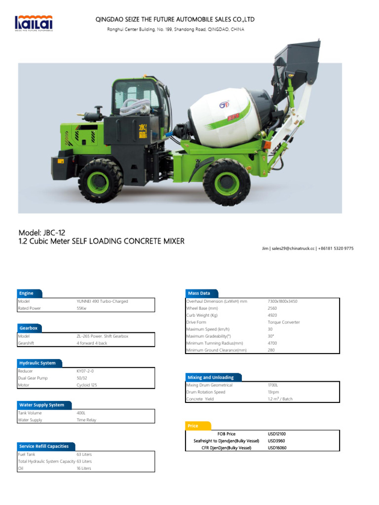 Self-Loading Concrete Mixer Quotation(Jim)-24.5.29 | Download Free PDF ...