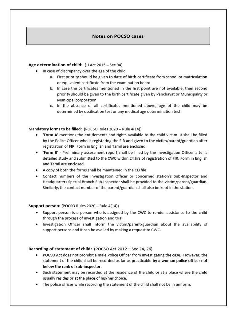 Puducherry Police - POCSO Case - Draft Guidelines To Be Adopted - 15.07 ...