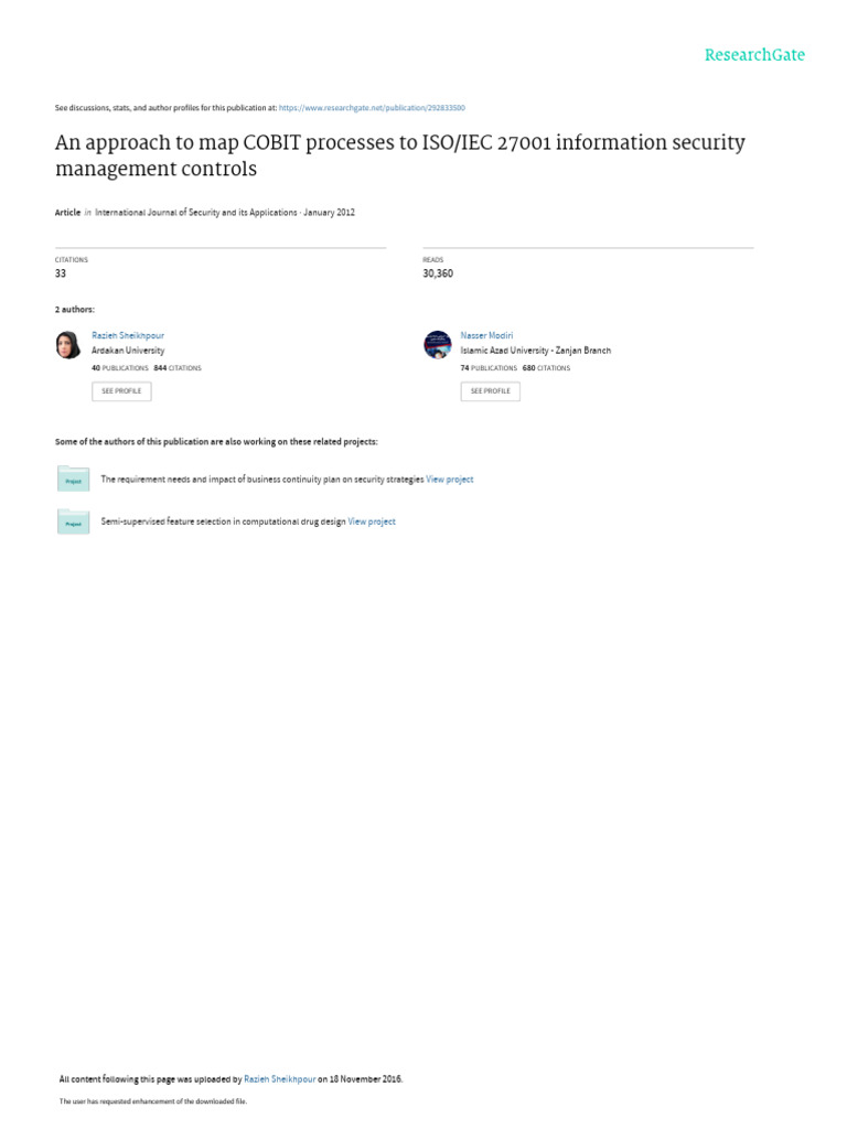 COBIT-ISO 27001 Mapping | PDF | Information Security | Cobit