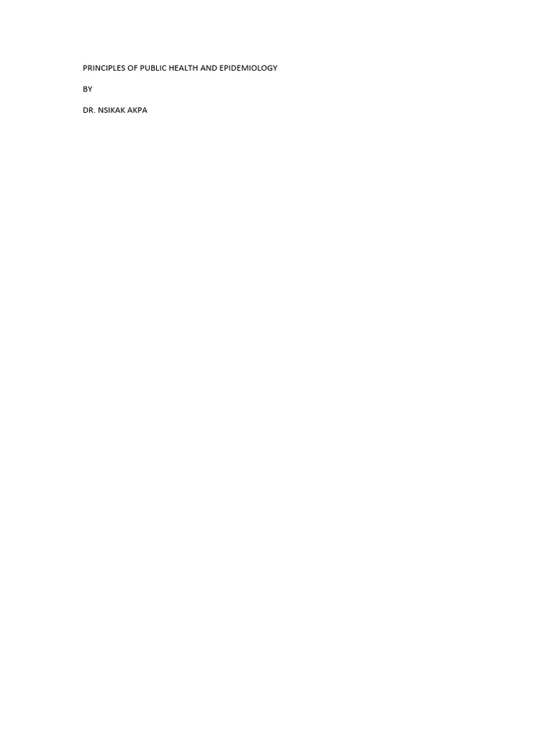 Principles of Public Health and Epidemiology 2 For Nursing and PHT ...