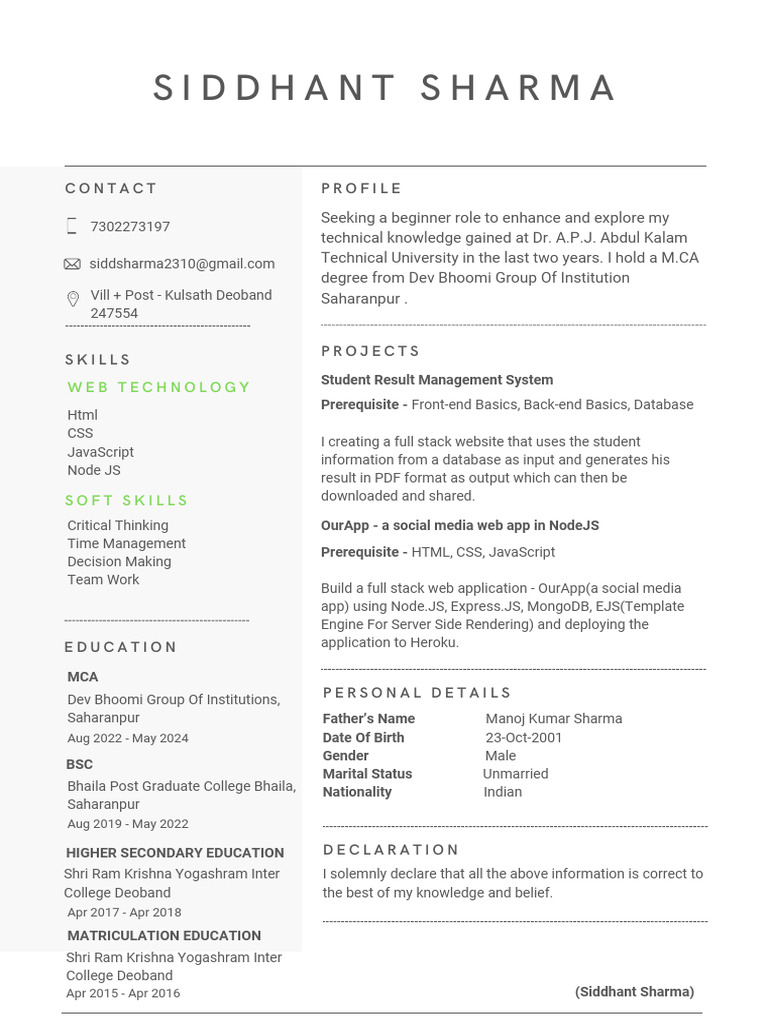 Minimalist White and Grey Professional Resume (1) | Download Free PDF ...
