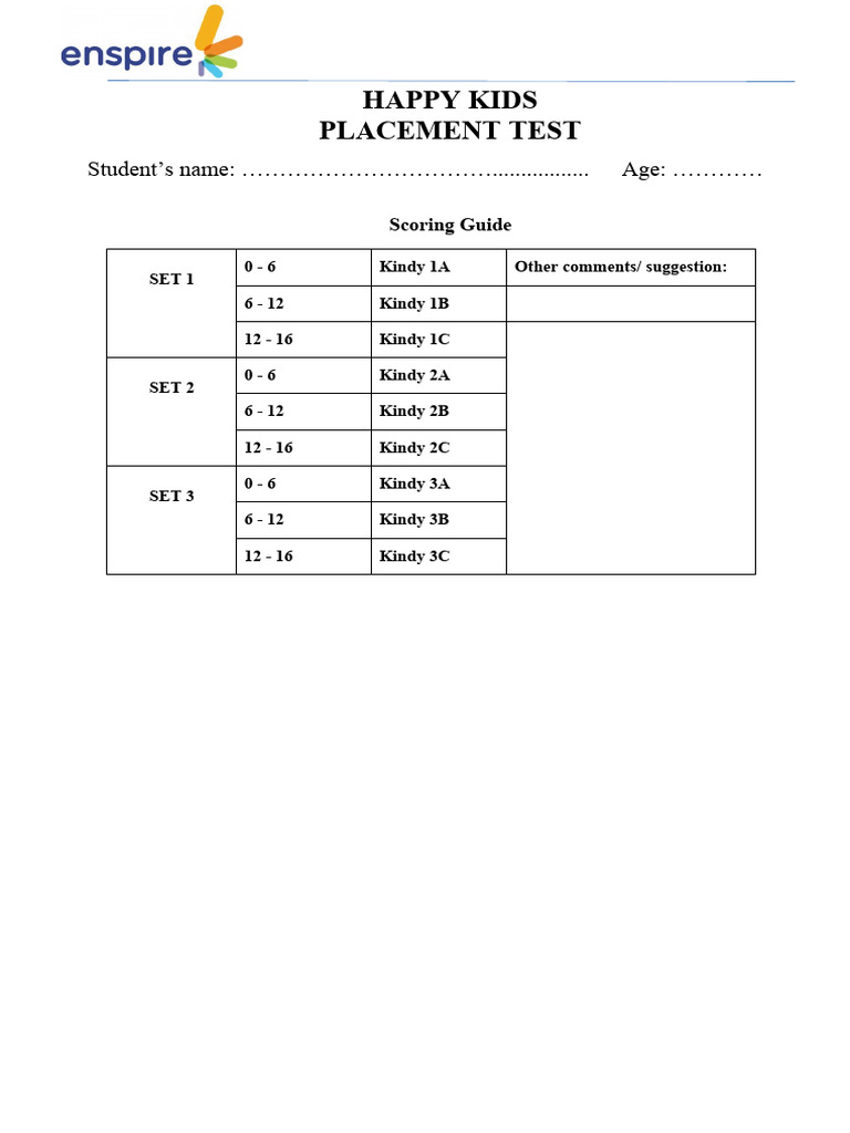 Placement Test HK - Test Paper | PDF | Question