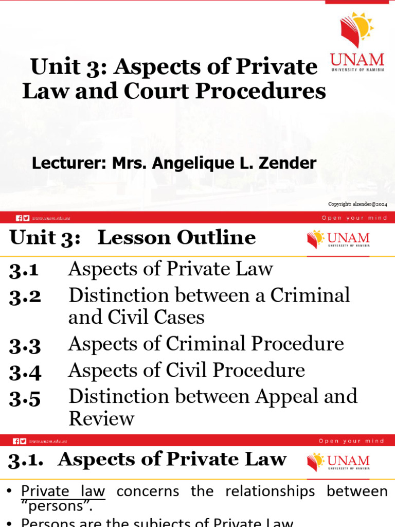 Unit 3 Aspects of Private Law and Court Procedures | PDF | Burden Of ...