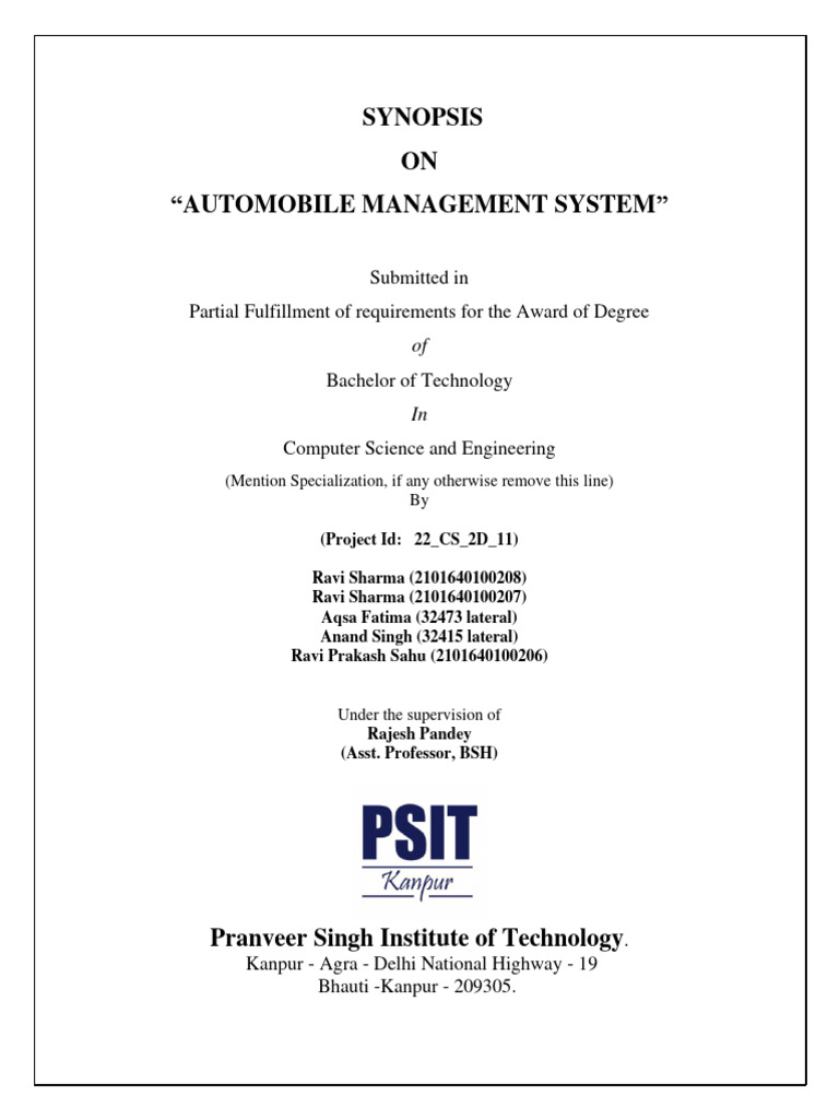 Second Year Mini Project Synopsis - 2022 - 208 | Download Free PDF | Computing | Information ...