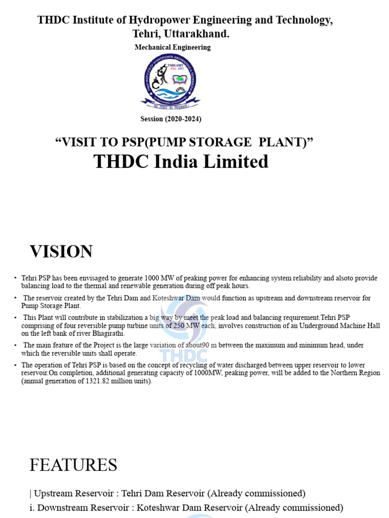 Tehri Hyrdo Power Plant | PDF | Turbine | Energy Technology