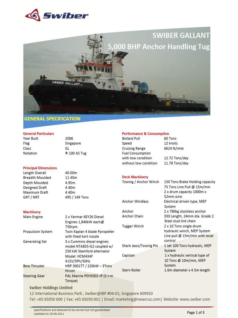 AHT-Swiber Gallant | PDF | Tugboat