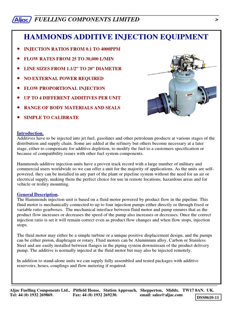 Hammonds Additive Injection Solutions | PDF | Pump | Engines