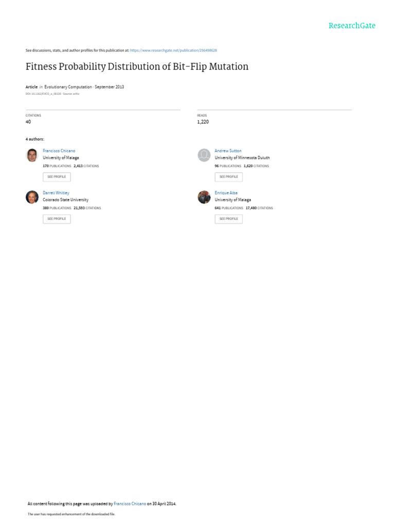 Fitness Probability Distribution of Bit-Flip Mutat | PDF | Eigenvalues ...