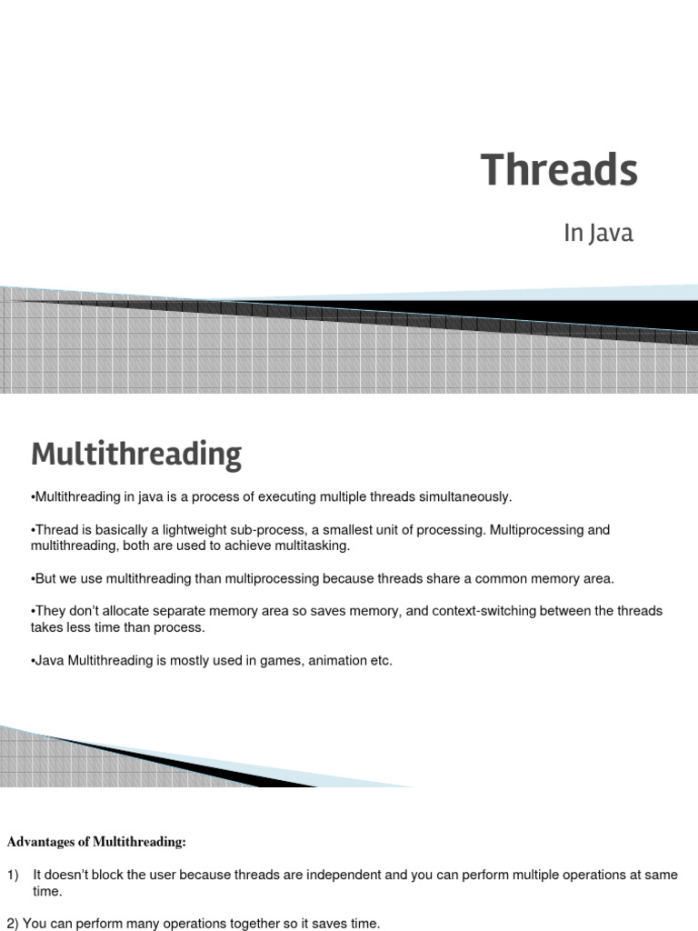 Threads in Java | PDF | Thread (Computing) | Process (Computing) Threads in Java | PDF | Thread (Computing) | Process (Computing)