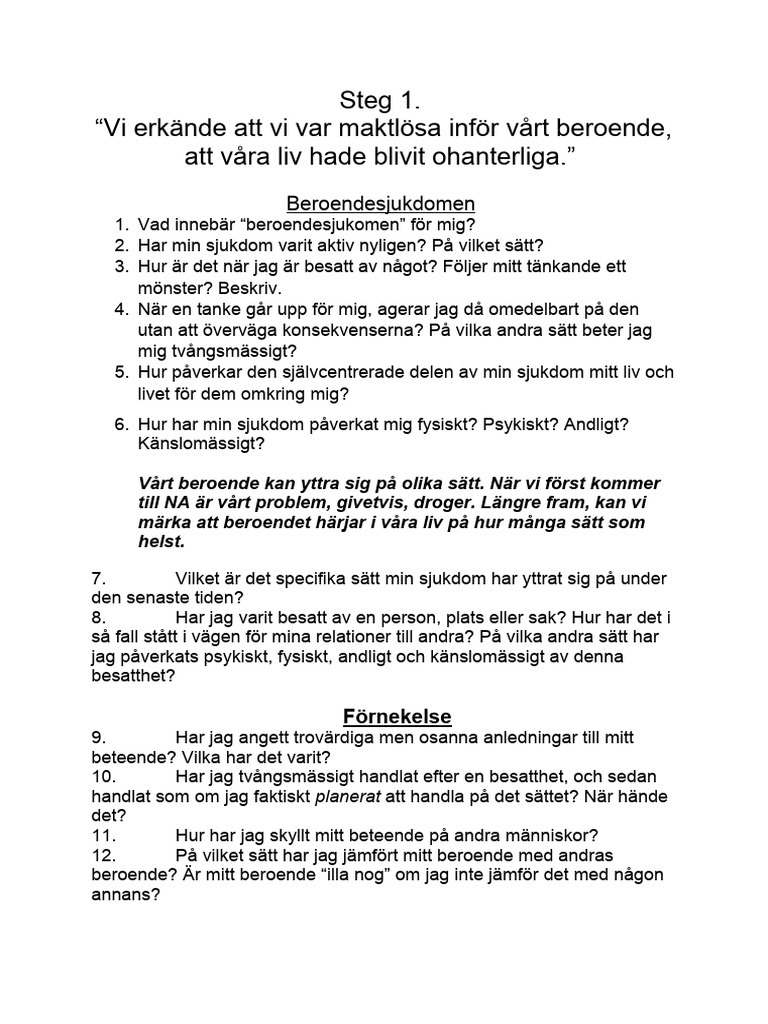 Maktlös Inför Beroende | PDF