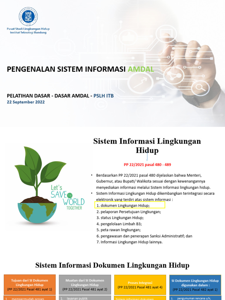 Materi Presentasi Sistem Informasi Amdal - Training Dasar - Dasar Amdal PSLH ITB | PDF