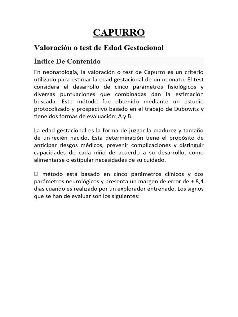 Test de Capurro | PDF | Infantes