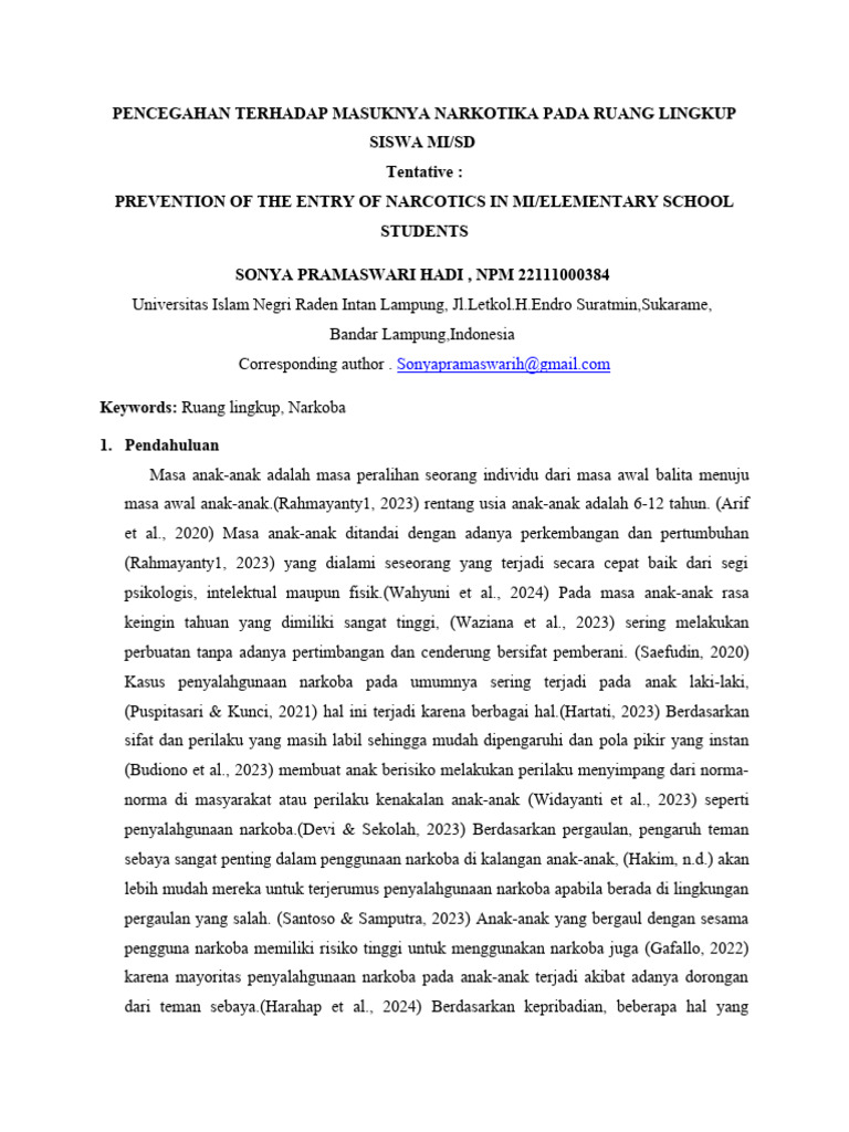 Latar Belakang Sonya Pramaswari Hadi 2211100384 | PDF | Pengembangan Diri | Sains & Matematika