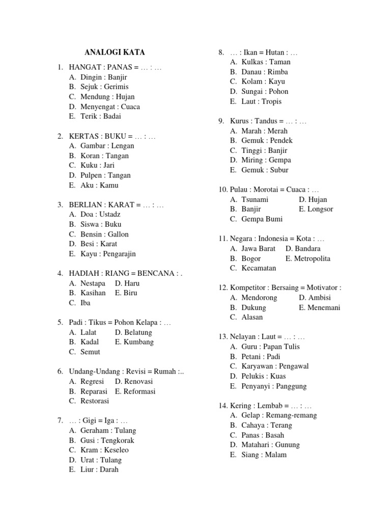 Analogi Kata I | PDF