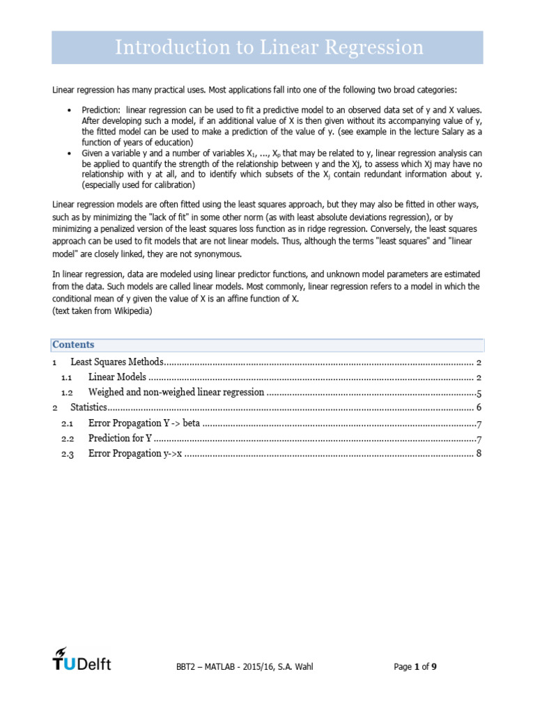 Introduction Linear Regression 2015 | PDF | Linear Regression ... Introduction Linear Regression 2015 | PDF | Linear Regression ...