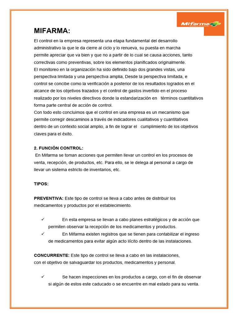 Control de Procesos en Mifarma | PDF | Business | Medicamentos con receta