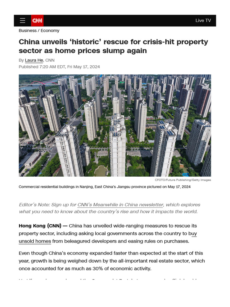 Housing Market - China Unveils Sweeping Measures To Rescue Its Crisis ...