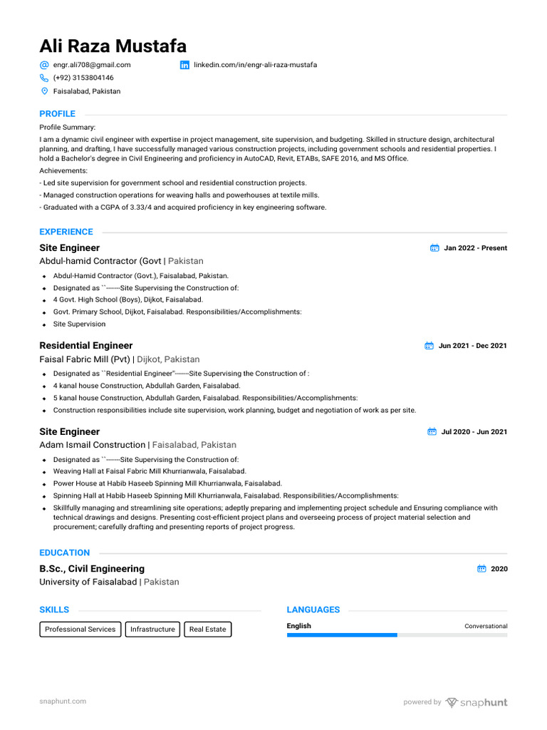 Engr Ali Raza-Mustafa-Profile | PDF | Textiles | Engineering