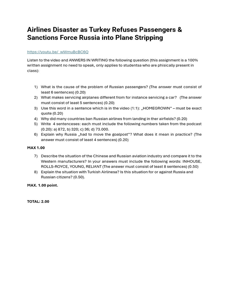 Airlines Disaster As Turkey Refuses Passengers | PDF
