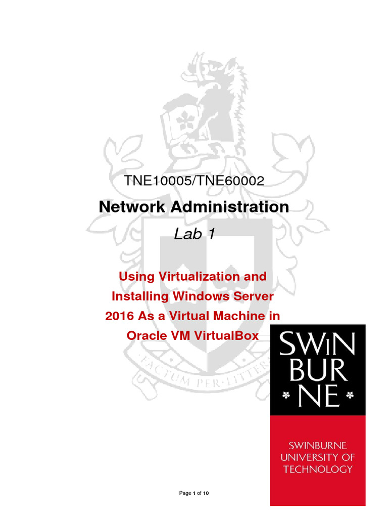 LAB 01 Server 2016 Oracle 2024 | PDF | Hyper V | Virtualization