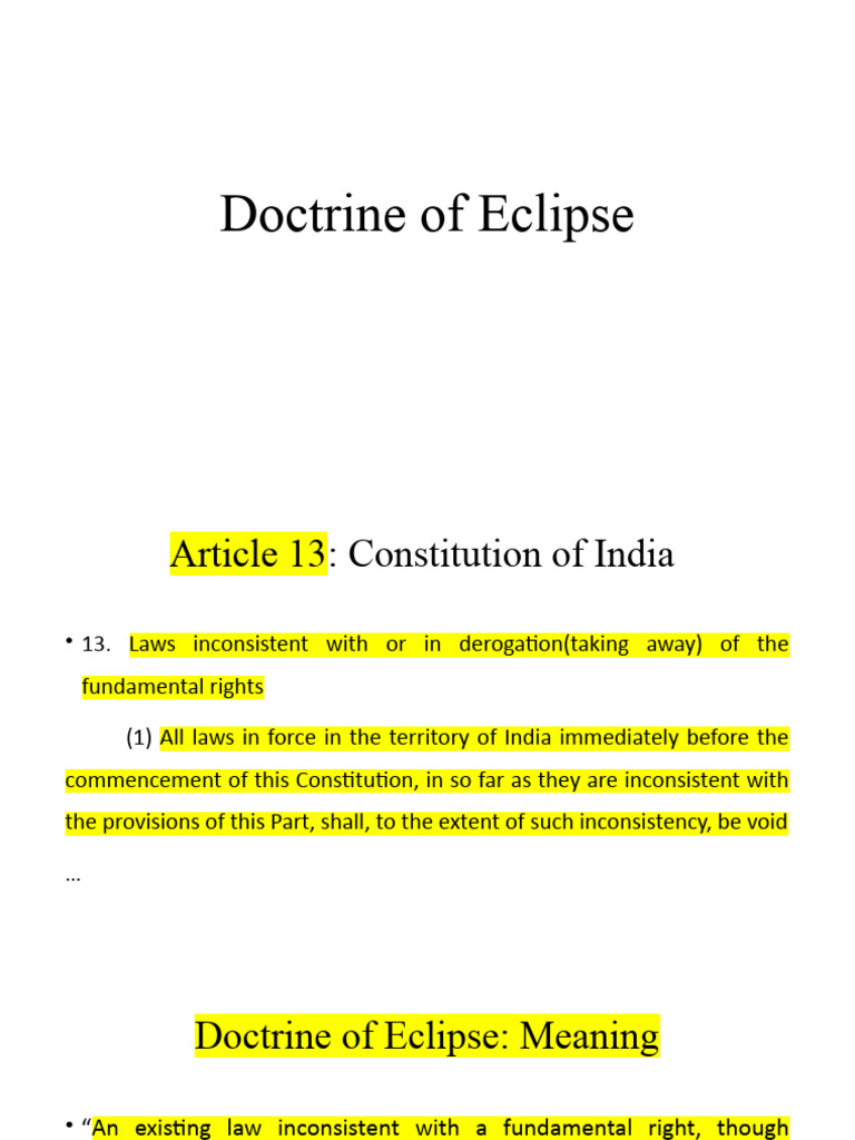 Doctrine of Eclipse | PDF | Constitution | Fundamental Rights