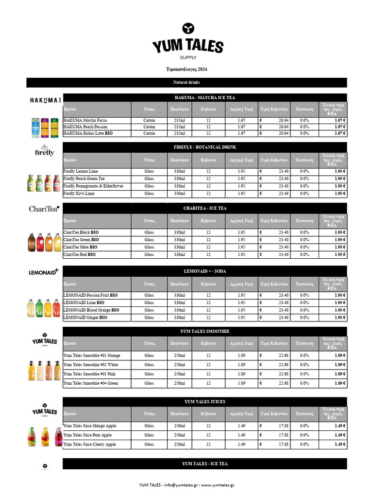 YUM TALES Price List - May 2024 | PDF