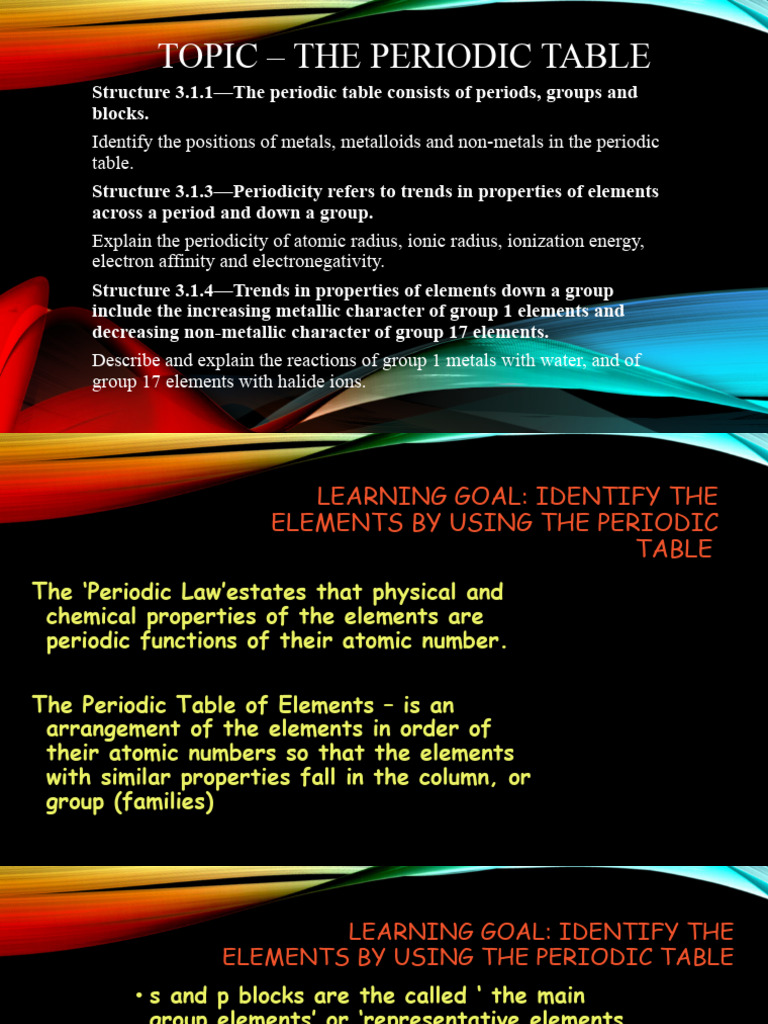 Topic 3 - Periodicity SL and HL | PDF | Periodic Table | Ion