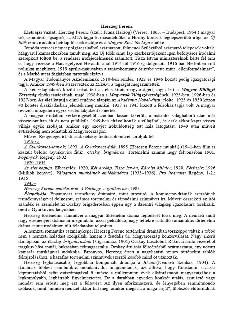 Herczeg Ferenc | PDF