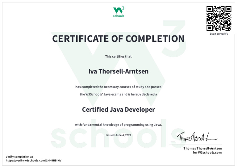 Certificate of Completion Java | PDF