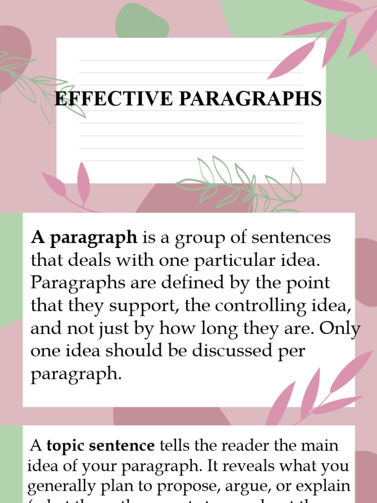 Q4 W6 1.1 Effective Paragraphs | Download Free PDF | Paragraph | Classroom